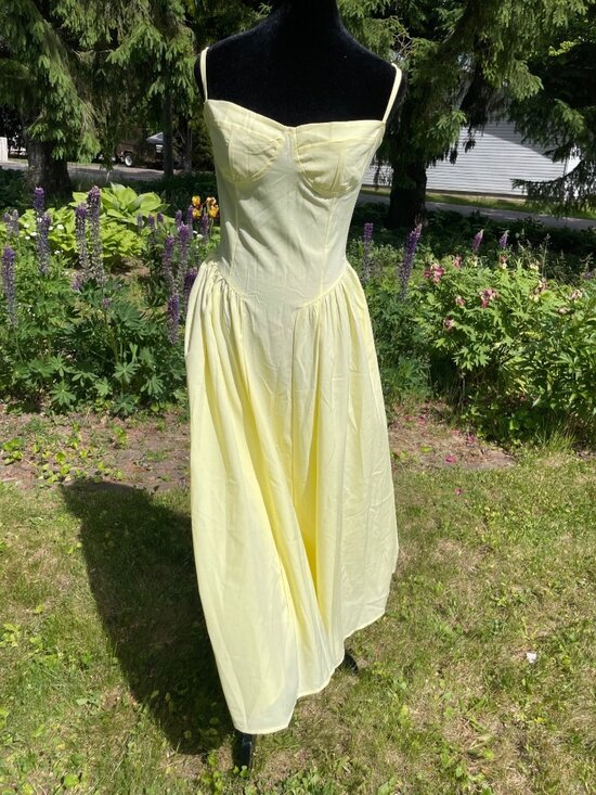 Source Unknown | Dresses | Maxi Dress Basque Waist Butter Yellow ...